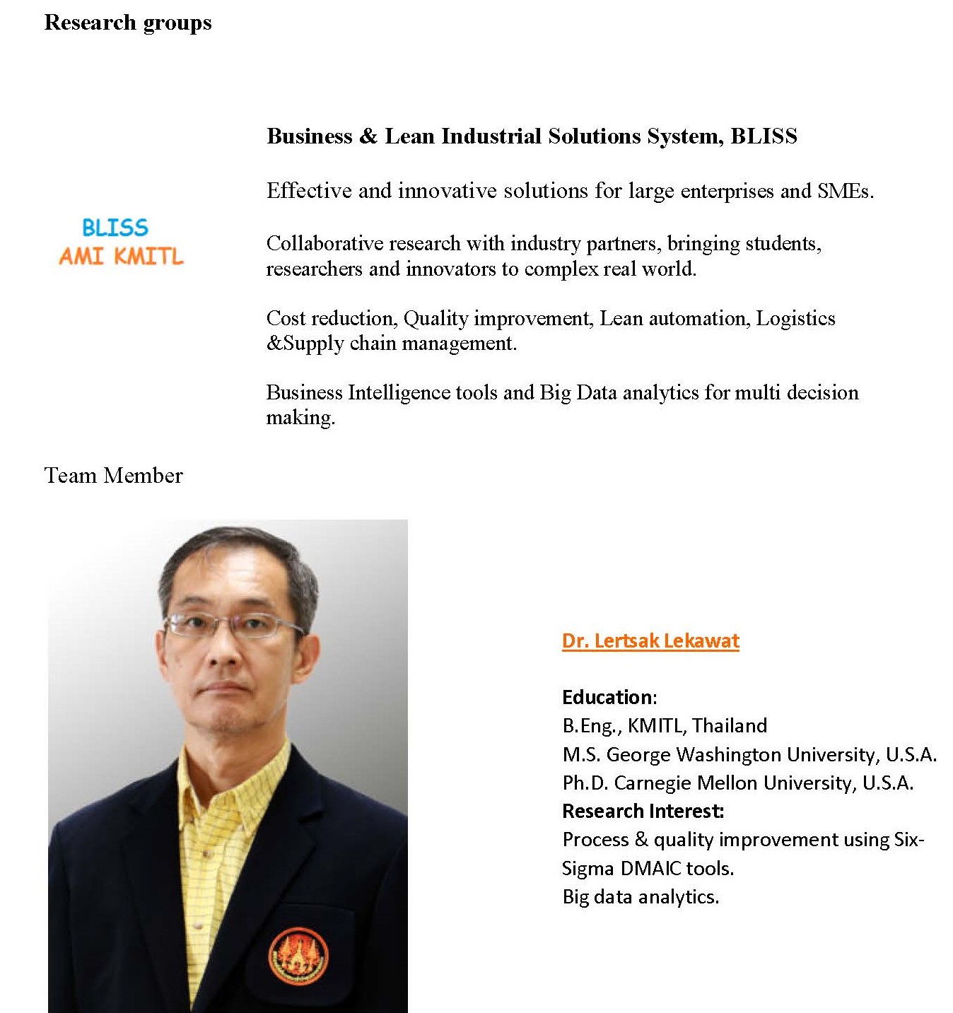 Business & Lean Industrial Solutions System, BLISS – AMI